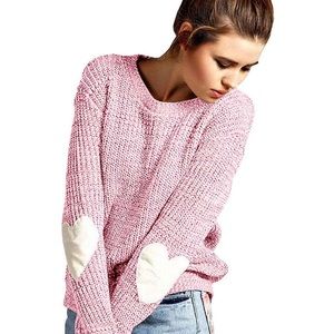 Sweaters | Heart Patchwork Elbow Marled Knitted Sweater | Poshmark